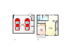 並列2台ガレージ＆二人暮らしにも適した1LDK｜鹿沼IC 1.4km